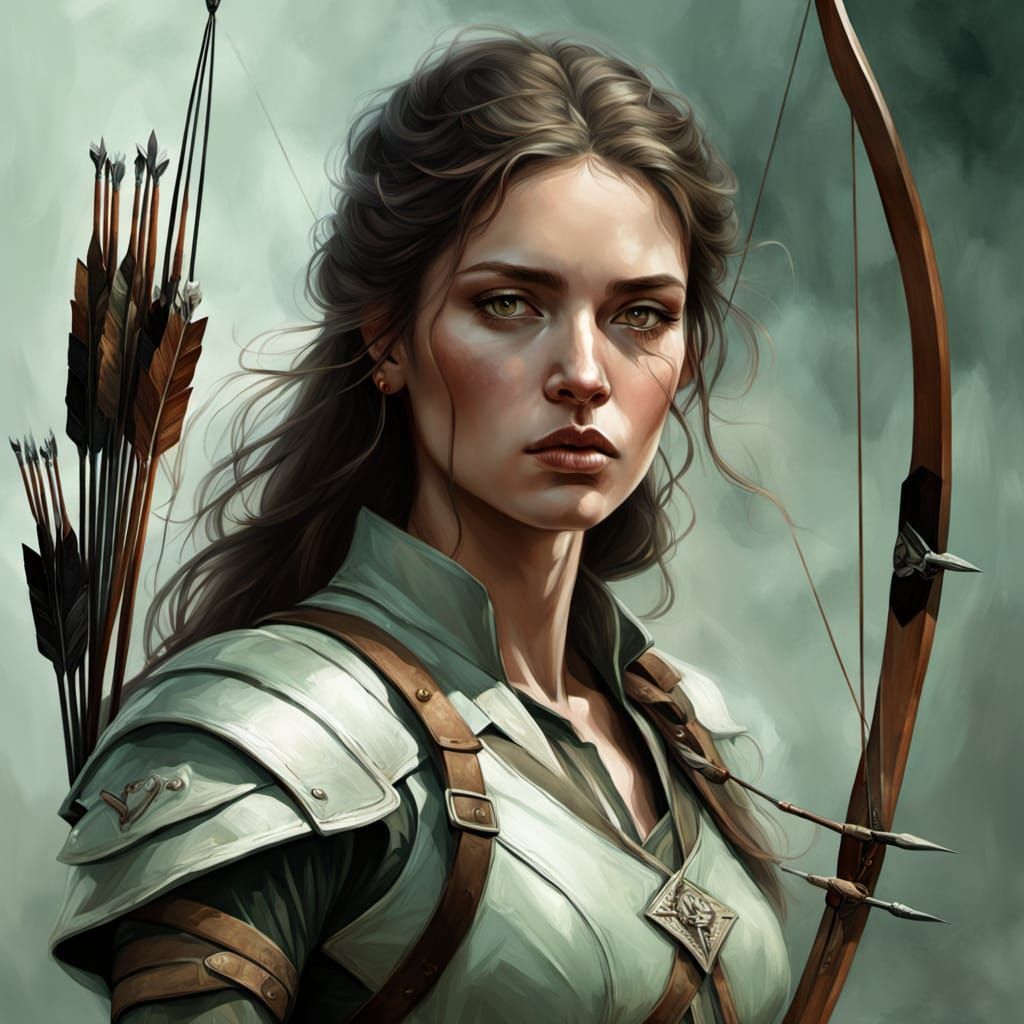 Ethereal Female Archer in Soft Light, Hyper-Realis... - AI Art