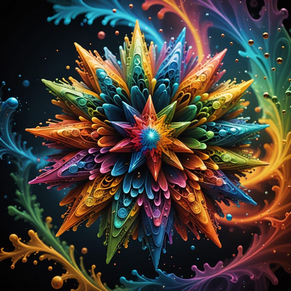 spiralling colors - Surreal Star Crystal Descends into a Rai...