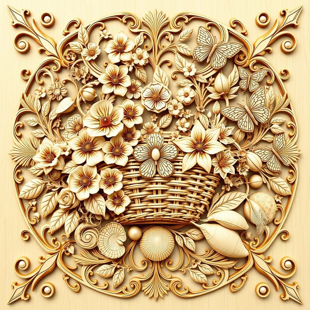 Generate a laser-ready 2D vector file (SVG, AI, DXF) of a Baroque ...