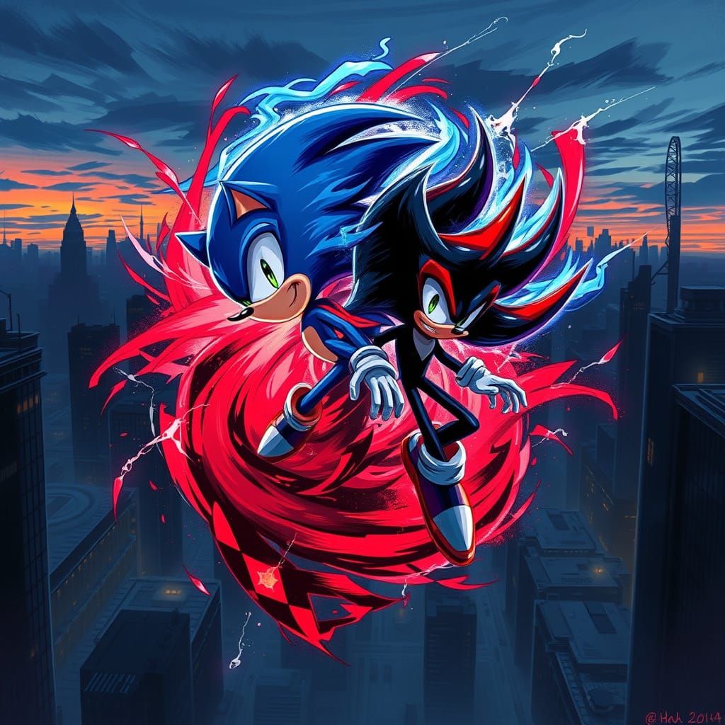 Sonic and Shadow Merge into a Futuristic Being in ... - AI Art
