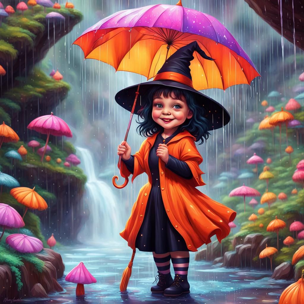 A Very Detailed Stunningly Beautiful Happy Baby Witch, Holding an ...