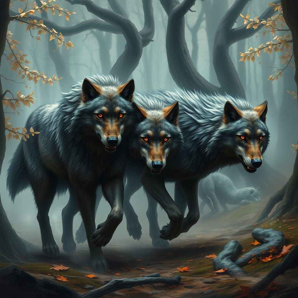 Fire wolves with scars - Scarred Wolves in a Haunted Autumn ...