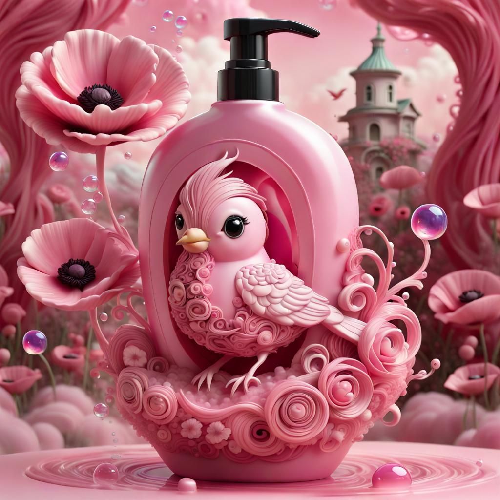Pink feathers shampoo - AI Generated Artwork - NightCafe Creator