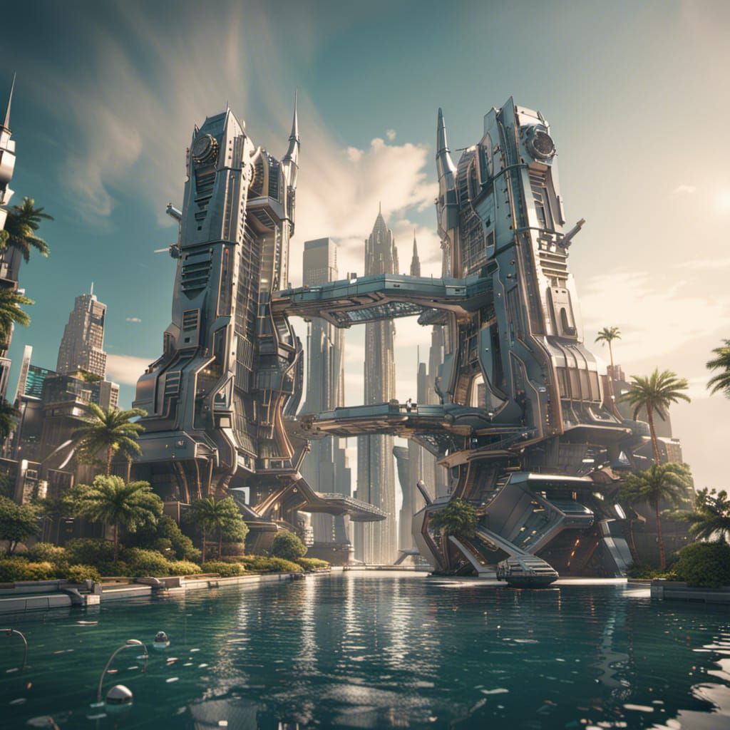 Technologically-Advanced Atlantis Skyscrapers - AI Generated Artwork ...