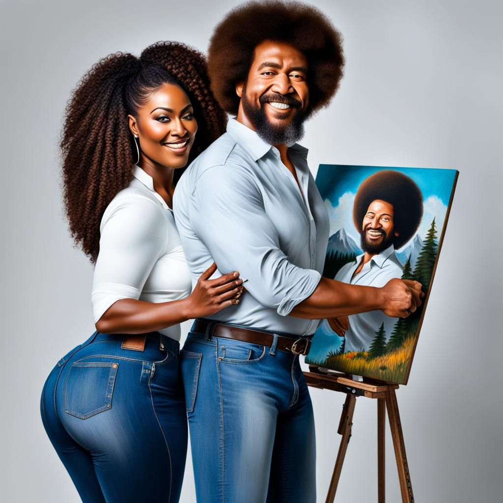 Bob Ross and wife - AI Generated Artwork - NightCafe Creator