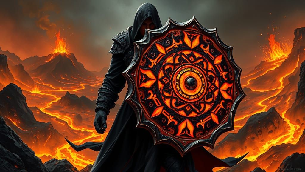 Gothic-style magma shield - Gothic-style magma shield