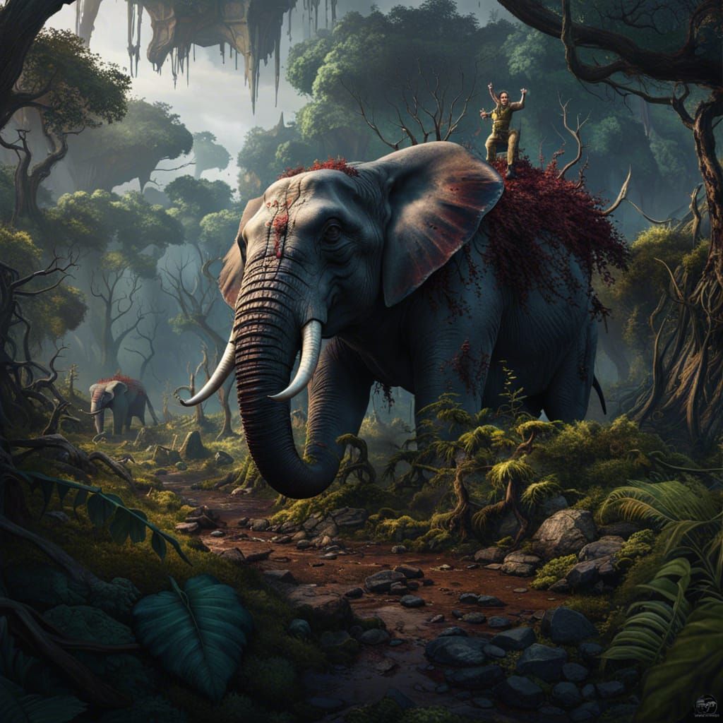 Elephant Rampage - AI Generated Artwork - NightCafe Creator