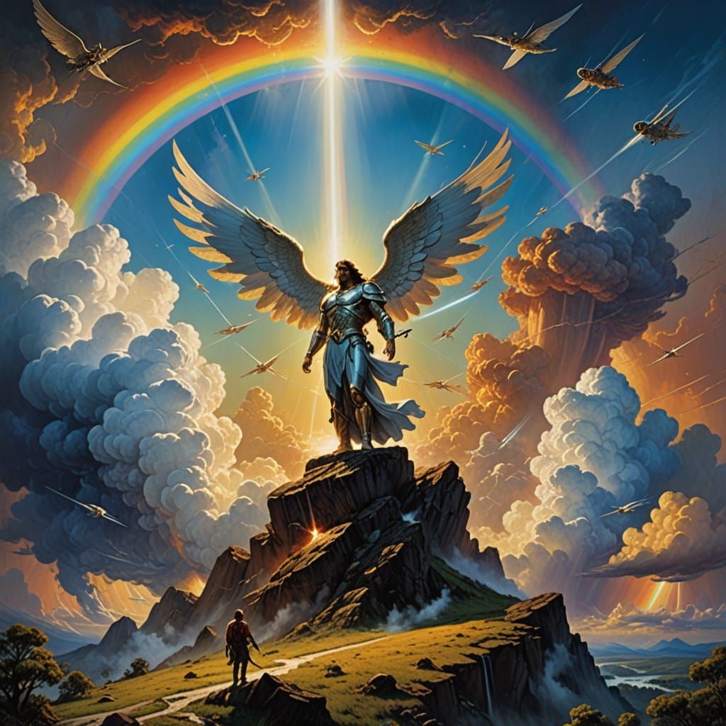 RAINBOW DIMENSION MAN ON THE MT. - Ethereal Twilight Warrior...