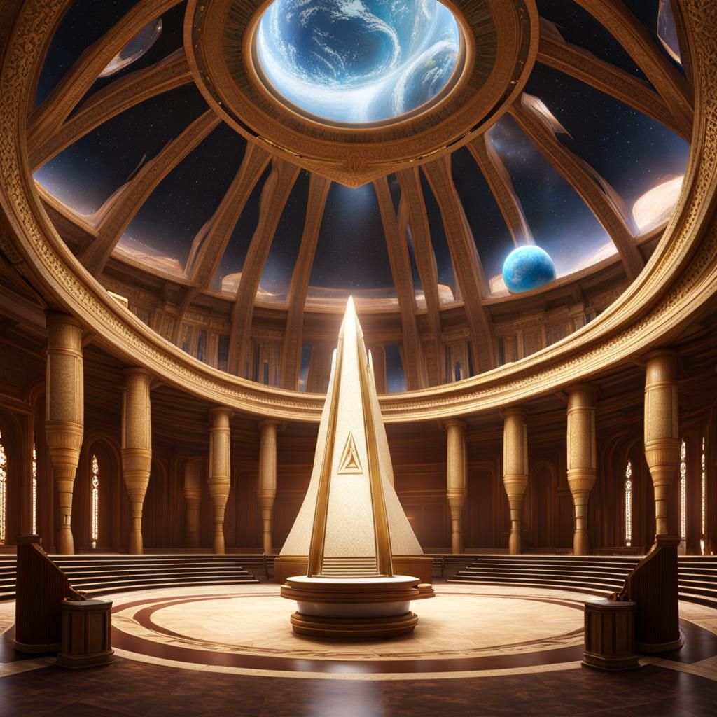 Create a Galactic Federation High Council meeting in the Royal Hall of ...