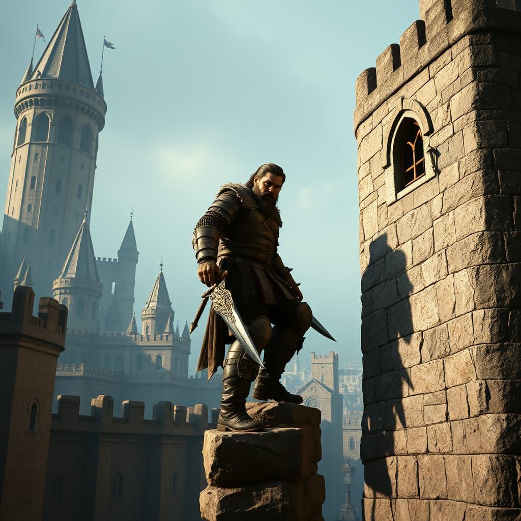 Goliath Rogue Ascends Medieval Fantasy City Walls ... - AI Art