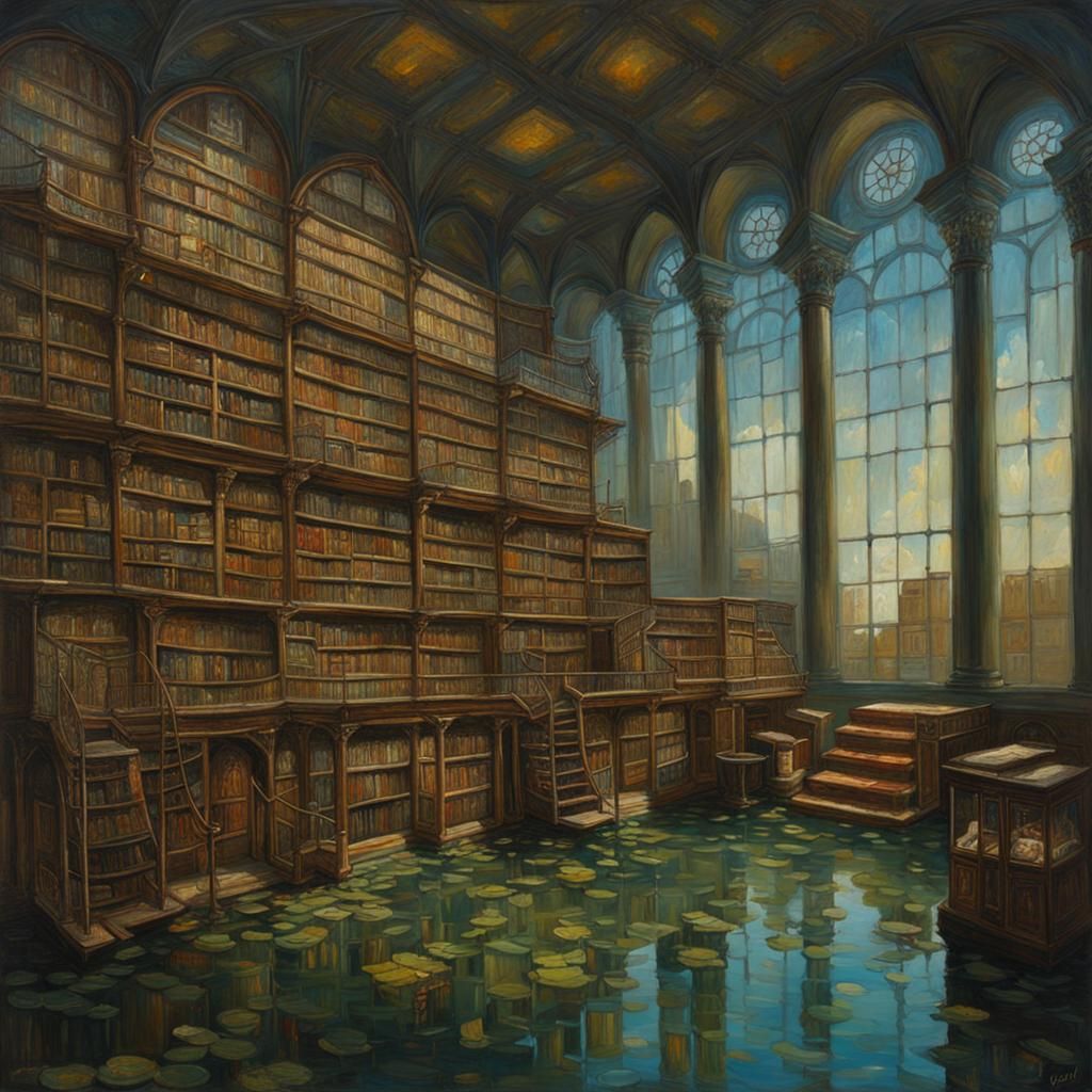 Glass Library of Sewage - AI Generated Artwork - NightCafe Creator