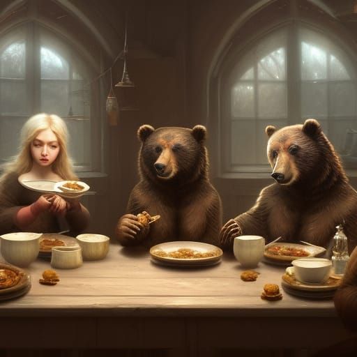 Goldilocks and the 3 Bears - AI Generated Artwork - NightCafe Creator