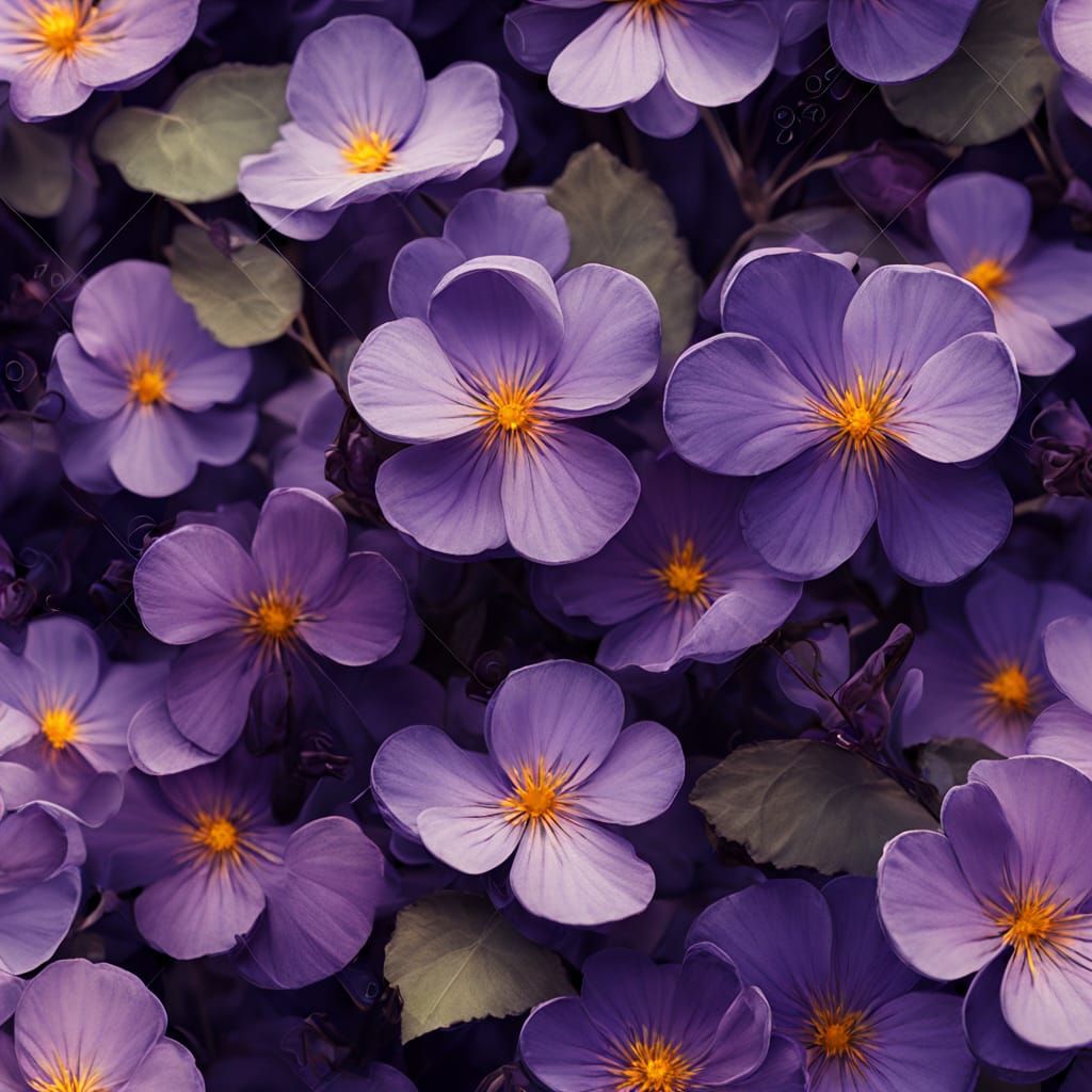 Romantic Impressionist Violets in Twilight - AI Art