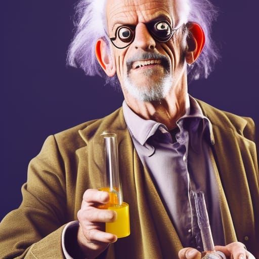 Christopher Lloyd as a mad scientist, holding a beaker - AI Generated ...