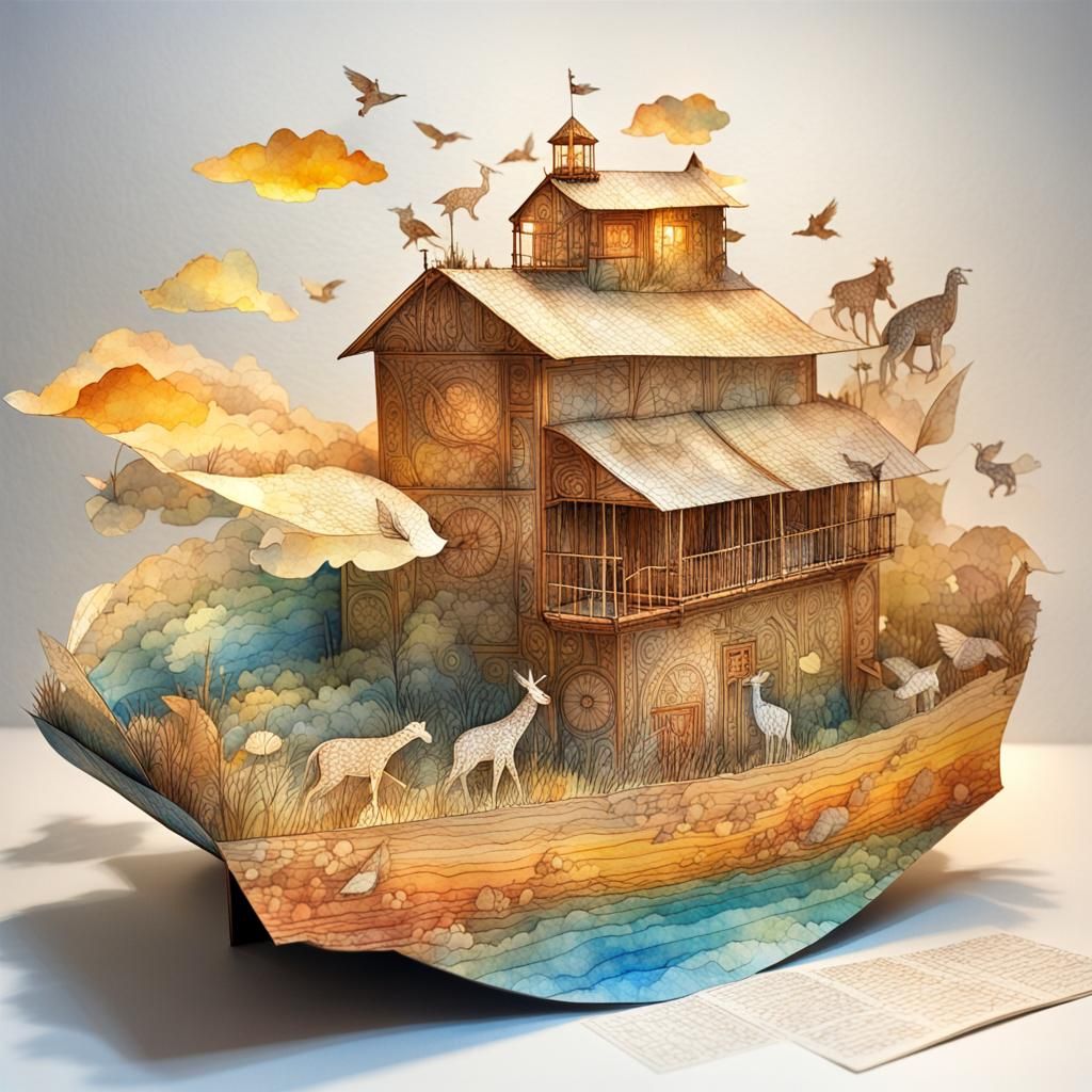 Origami Noah's Ark - AI Generated Artwork - NightCafe Creator
