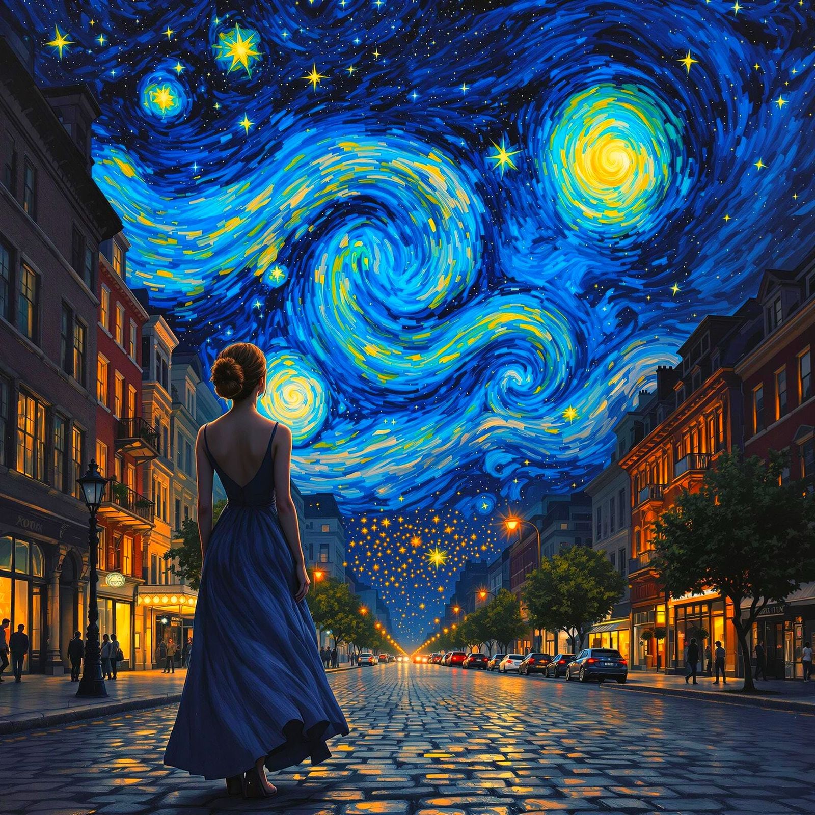 Starry Night Cityscape in Epic Digital Art - AI Art