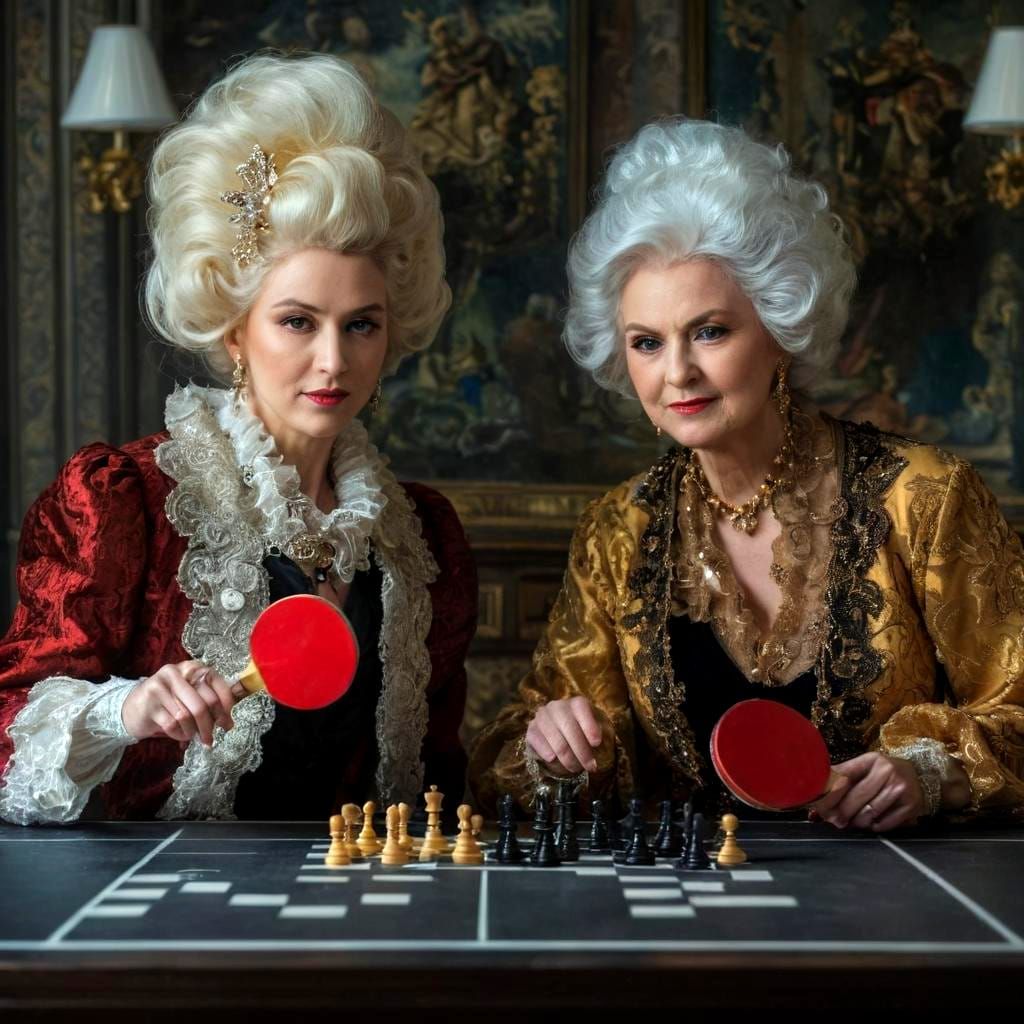 Chess-ping-pong, anyone? - Elegant Ladies Engage in Chess an...