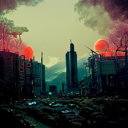dystopian post-apocalyptic retro sci-fi - AI Generated Artwork ...