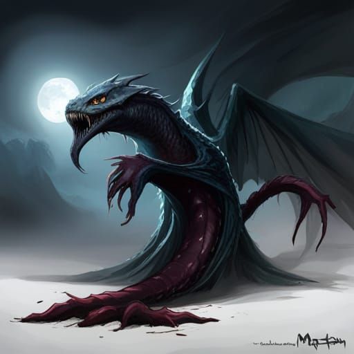 Winged Serpent Shadow Horror Monster - AI Generated Artwork - NightCafe ...