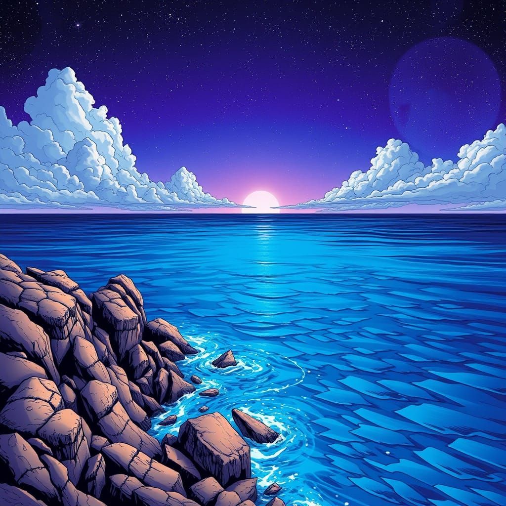 Surreal Azure Landscape in Tekhelet Hues as Impast... - AI Art