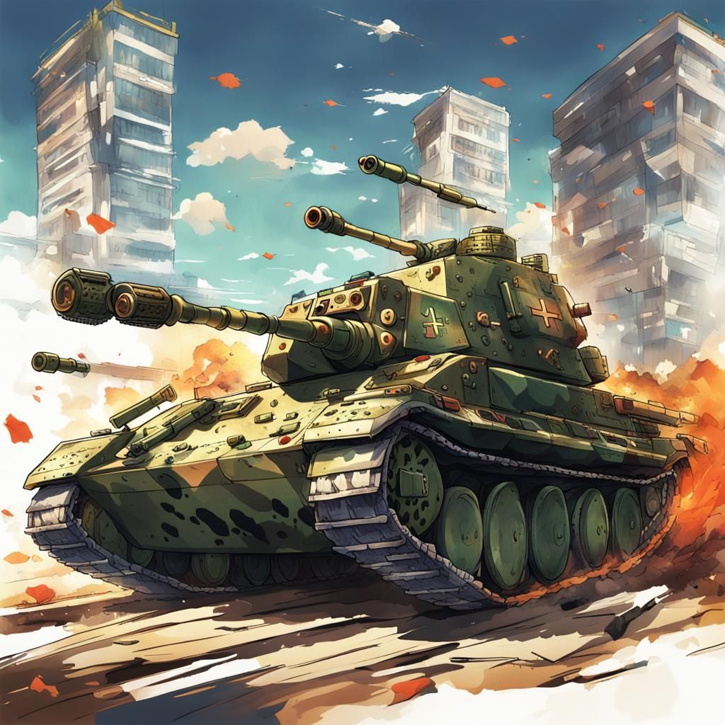 Leapord 2a7 tank by artist "anime", Anime Key Visual, Japanese Manga ...
