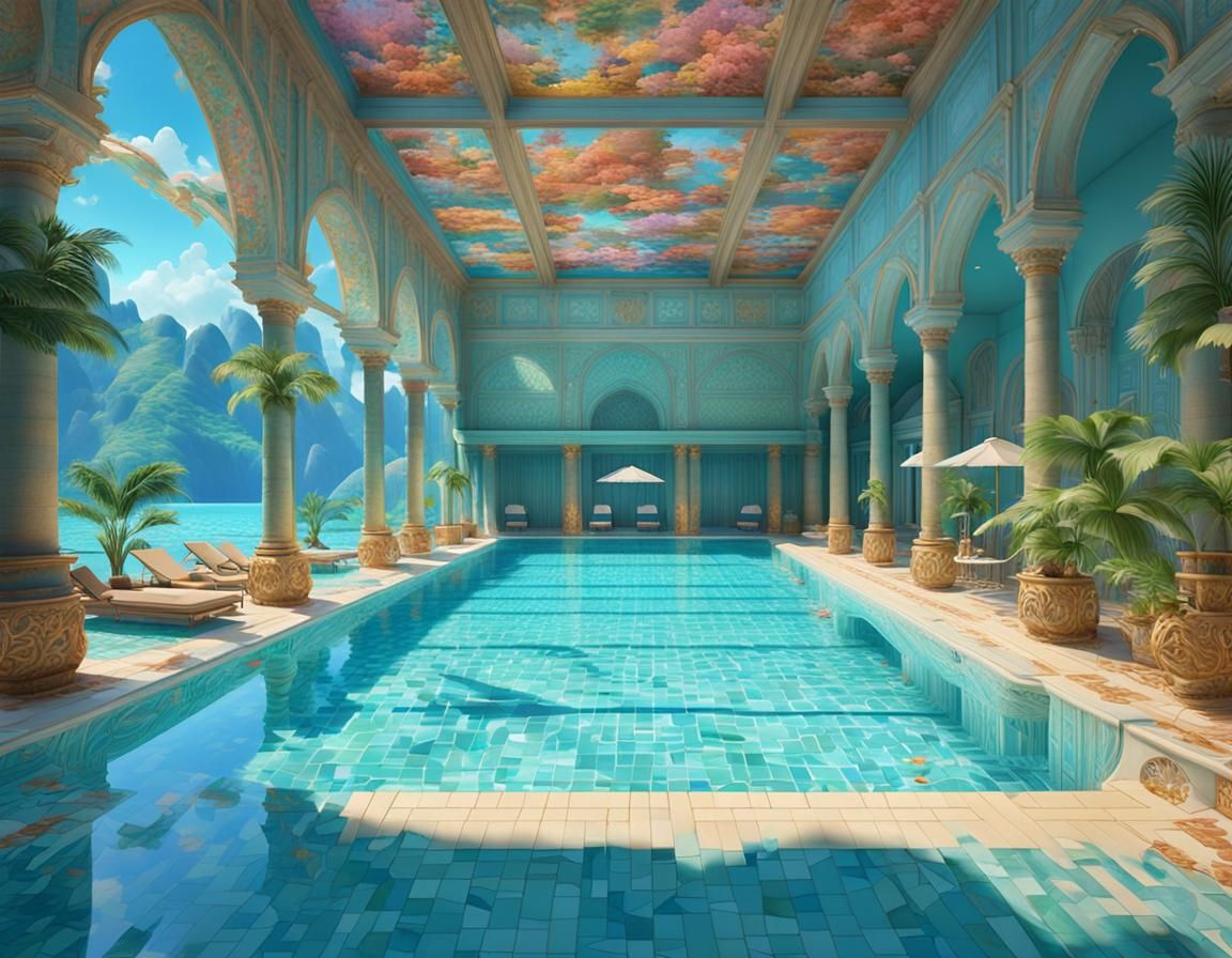 Swiming pool ***** - AI Generated Artwork - NightCafe Creator