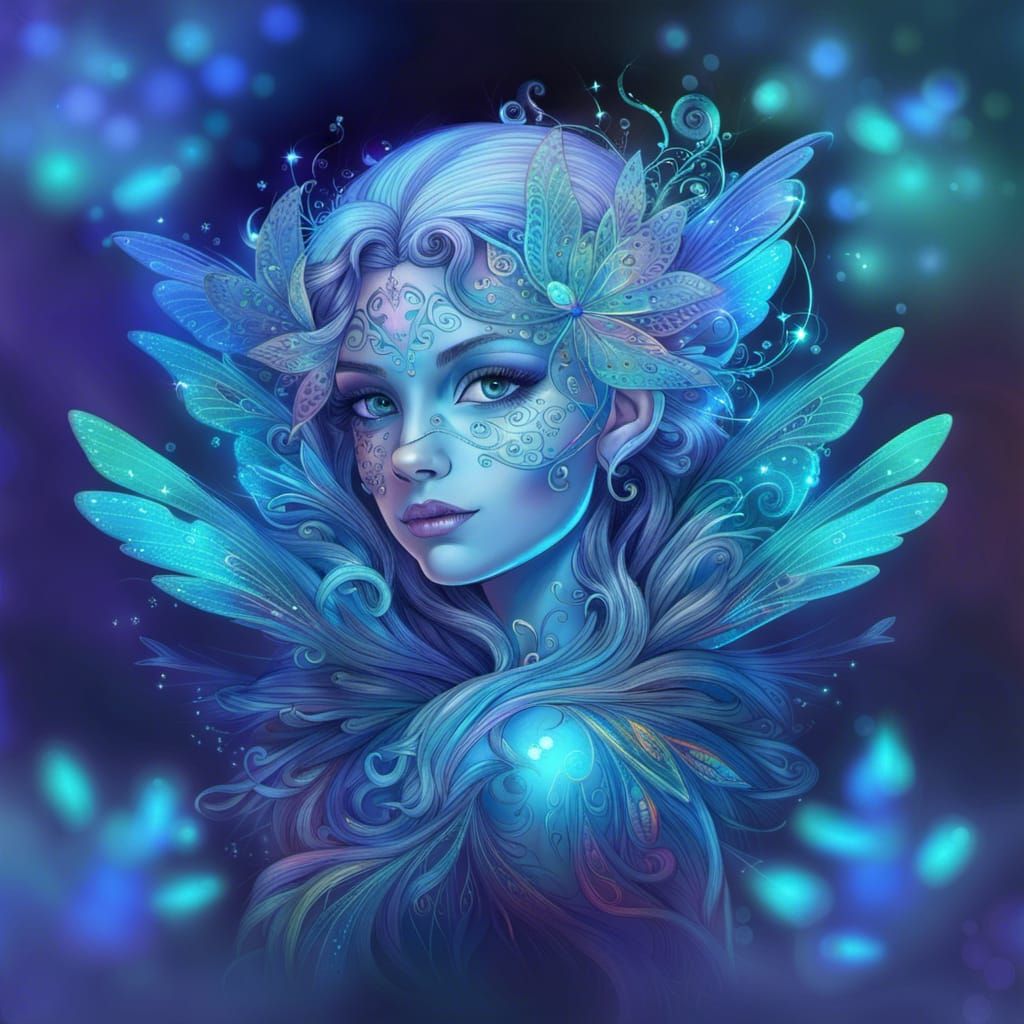 Blue Fairy Princess Portrait - AI Generated Artwork - NightCafe Creator