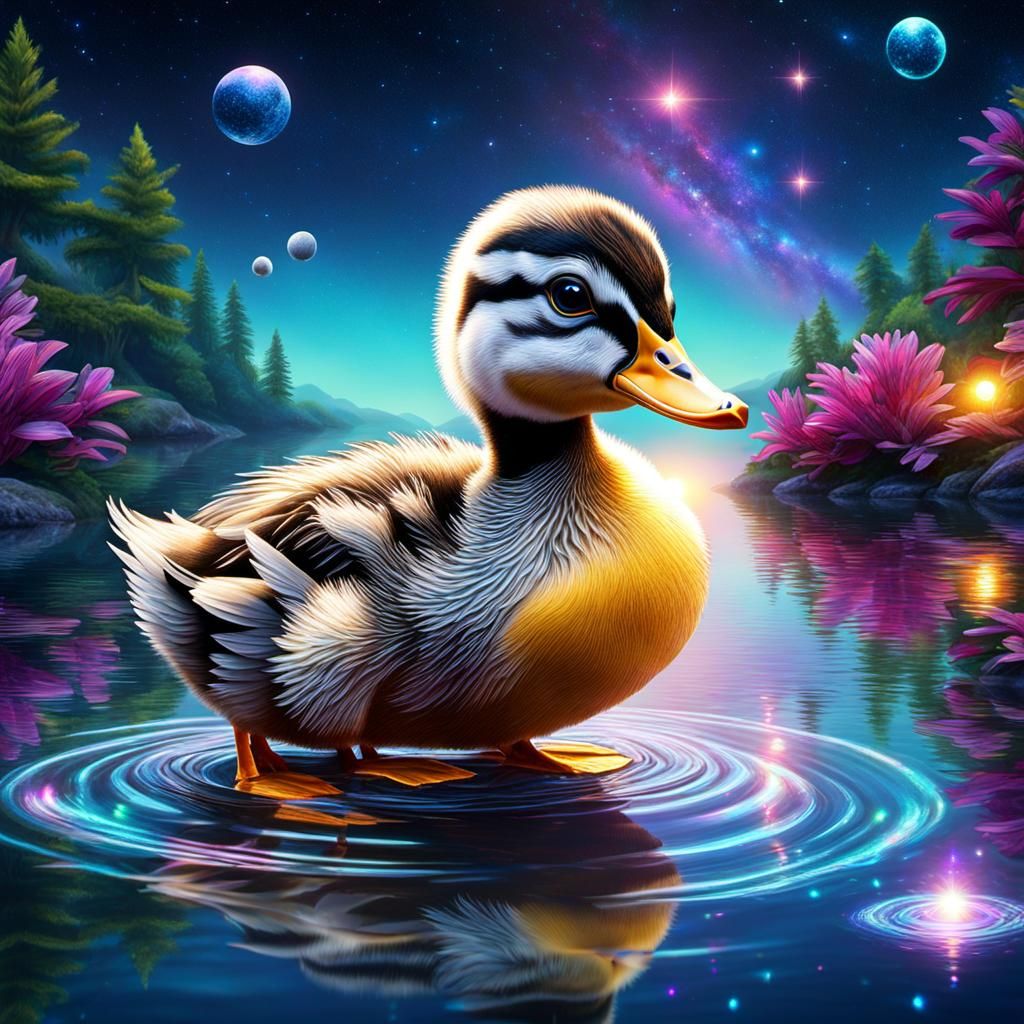 Duckling Swimming - AI Generated Artwork - NightCafe Creator