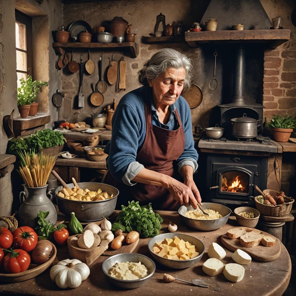 Italian woman preparing amazing food - AI Generated Artwork - NightCafe ...