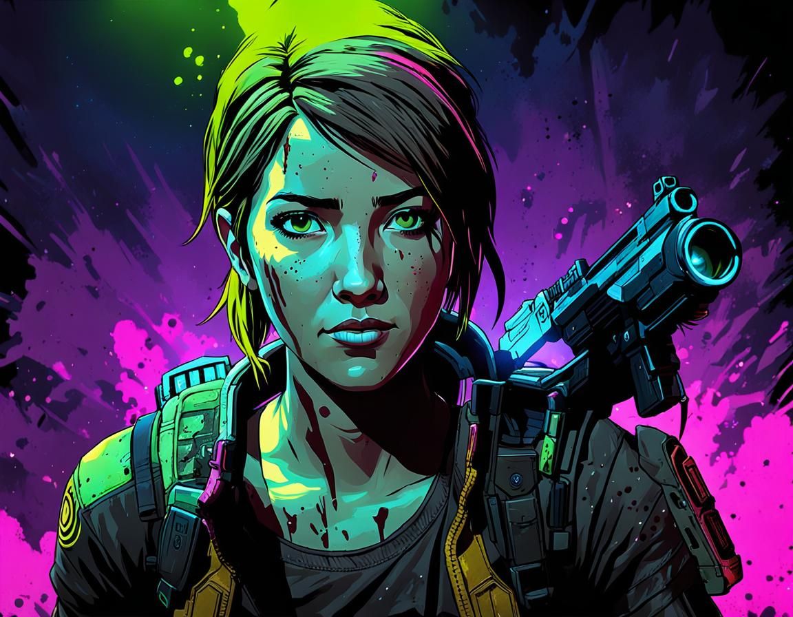 ellie from last of us as character from borderlands intro scene - AI ...