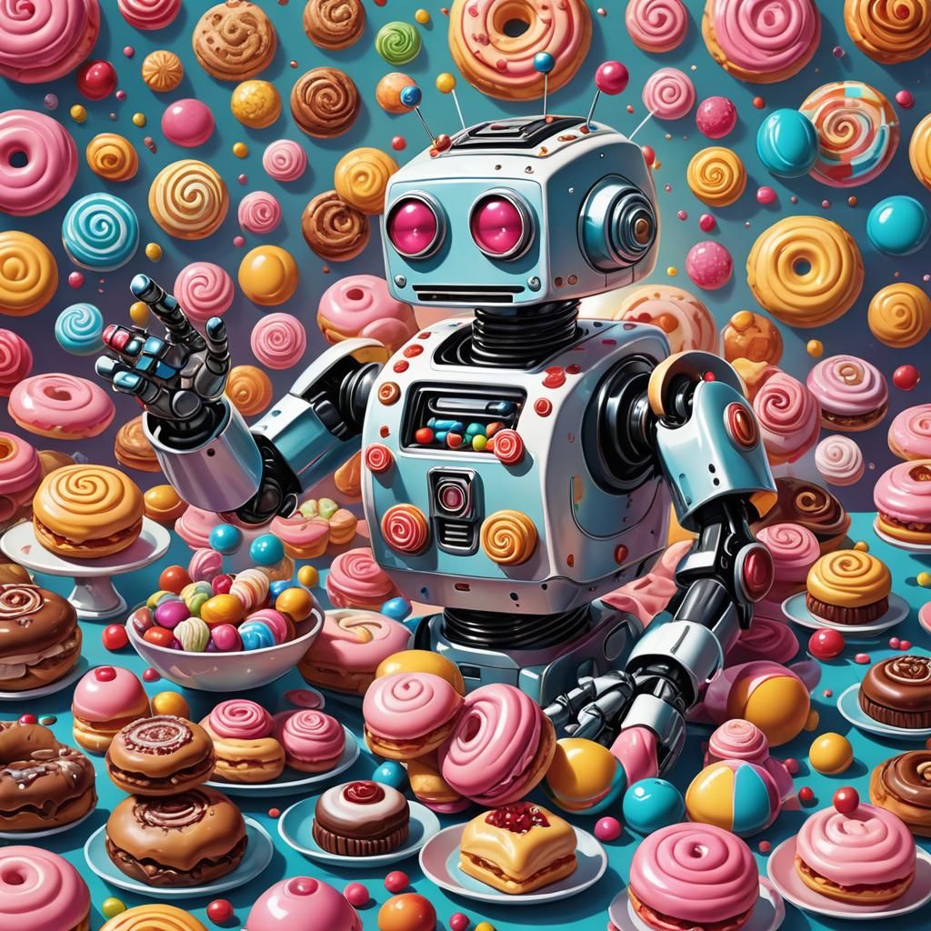 60's Robot eating conchas de rosa - AI Generated Artwork - NightCafe ...