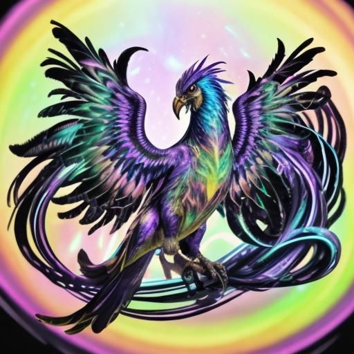 Realistic vibrant purple Phoenix& multi chromatic vibes& holographic ...