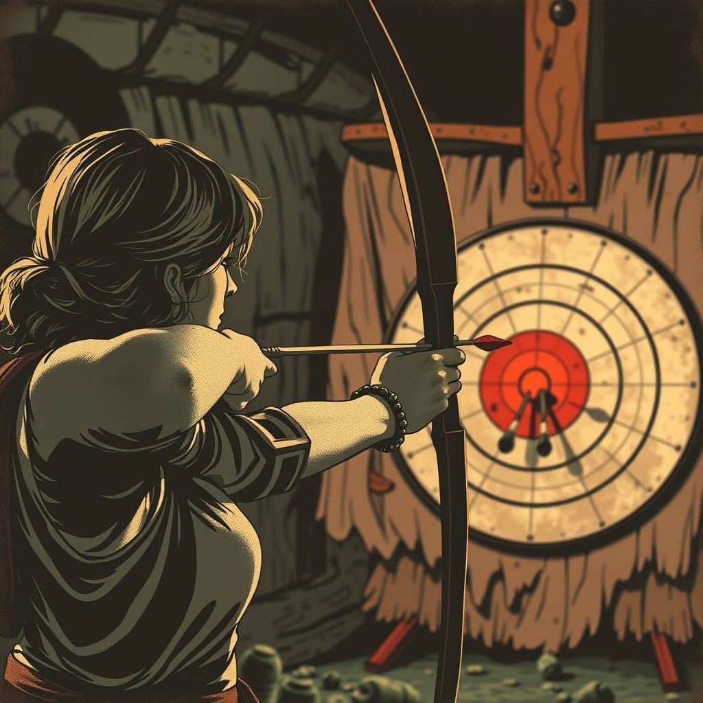 A Woman in Vintage Pulp Fantasy Archer's Triumph - AI Art