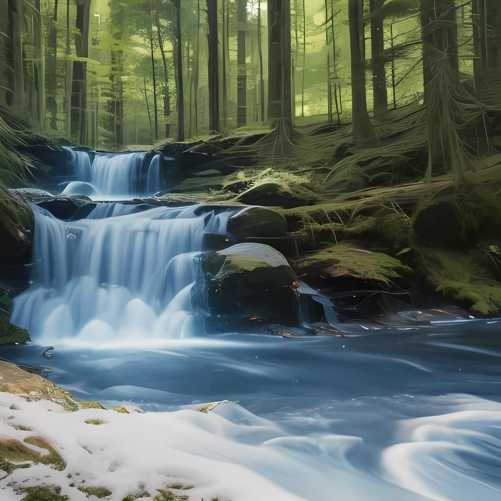 Hexadecimal as Forest with Waterfall Stream - AI Generated Artwork ...