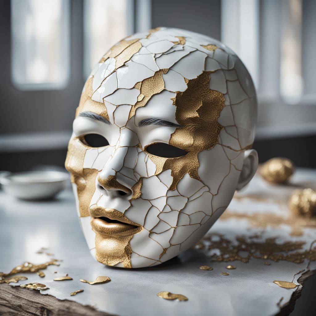 Kintsugi Mask - AI Generated Artwork - NightCafe Creator