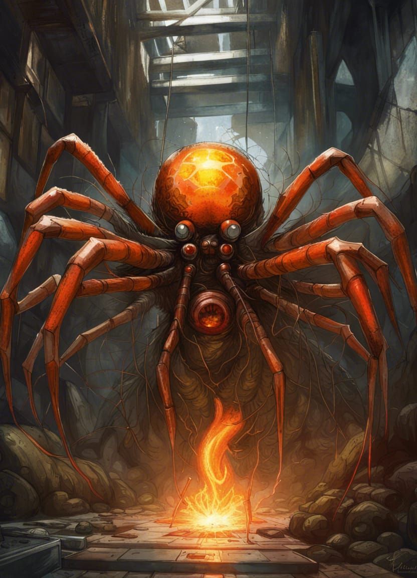 Giant Fire Spider - AI Generated Artwork - NightCafe Creator
