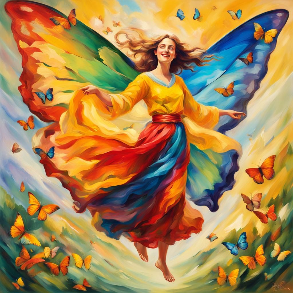 A flying woman with butterfly wings #2 - AI Generated Artwork ...