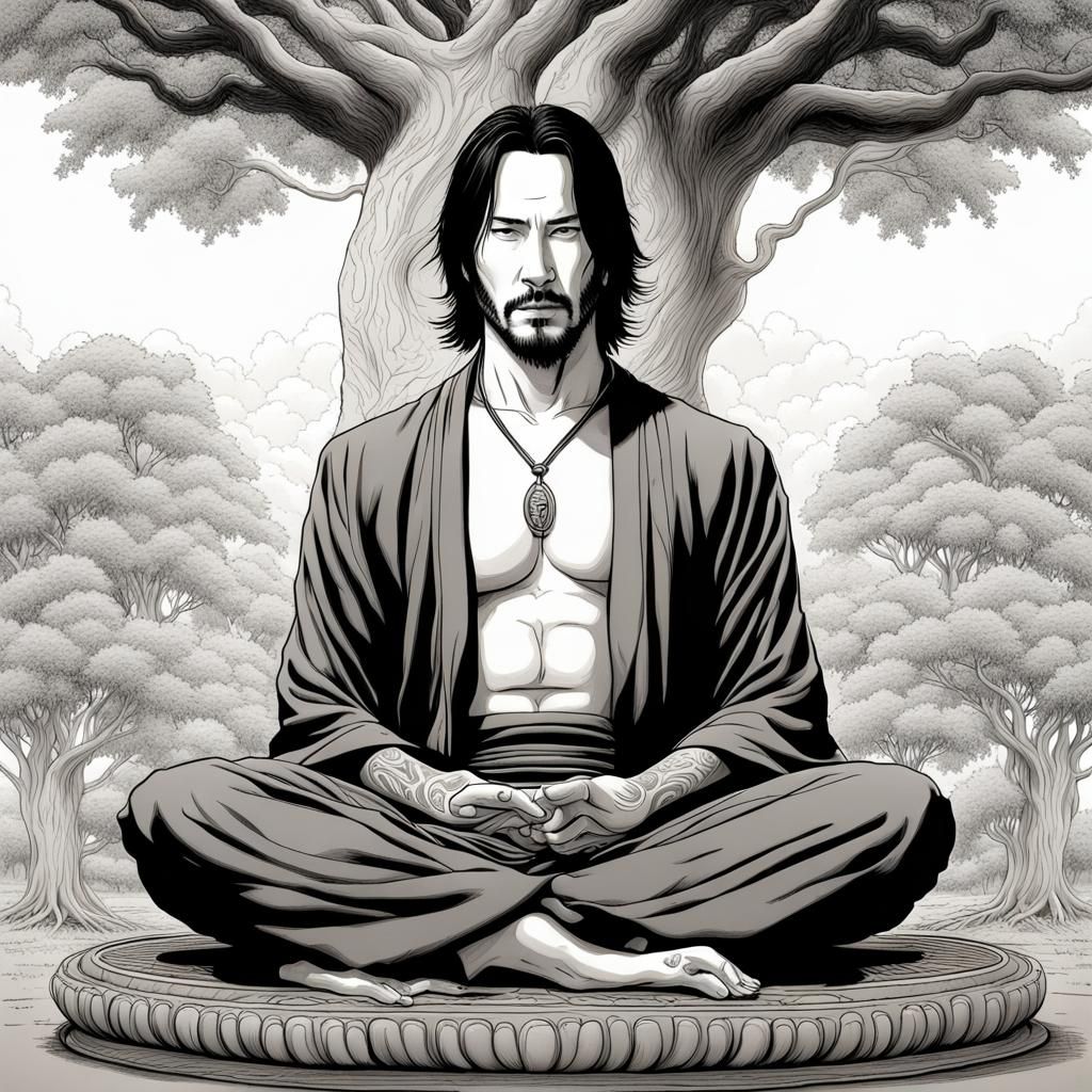 Keanu Reeves as the Buddha under the bodhi tree. - AI Generated Artwork ...