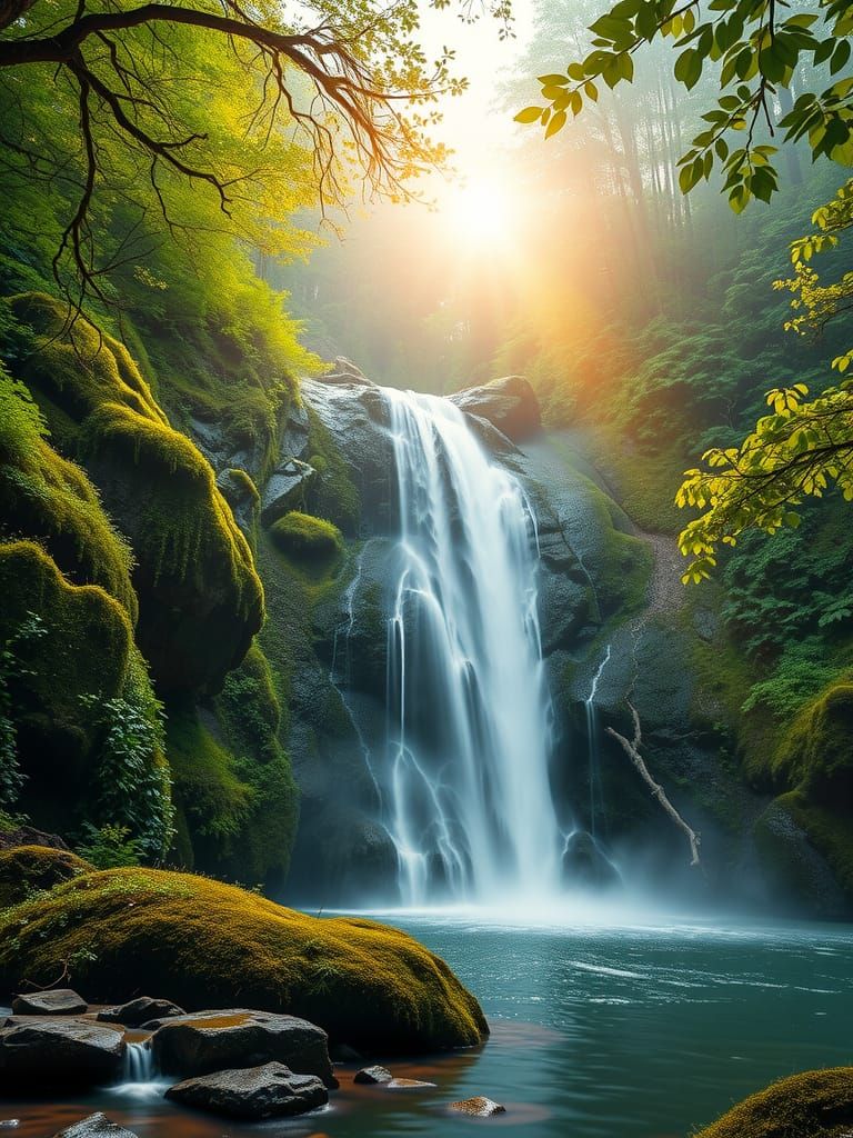 Waterfall - AI Generated Artwork - NightCafe Creator