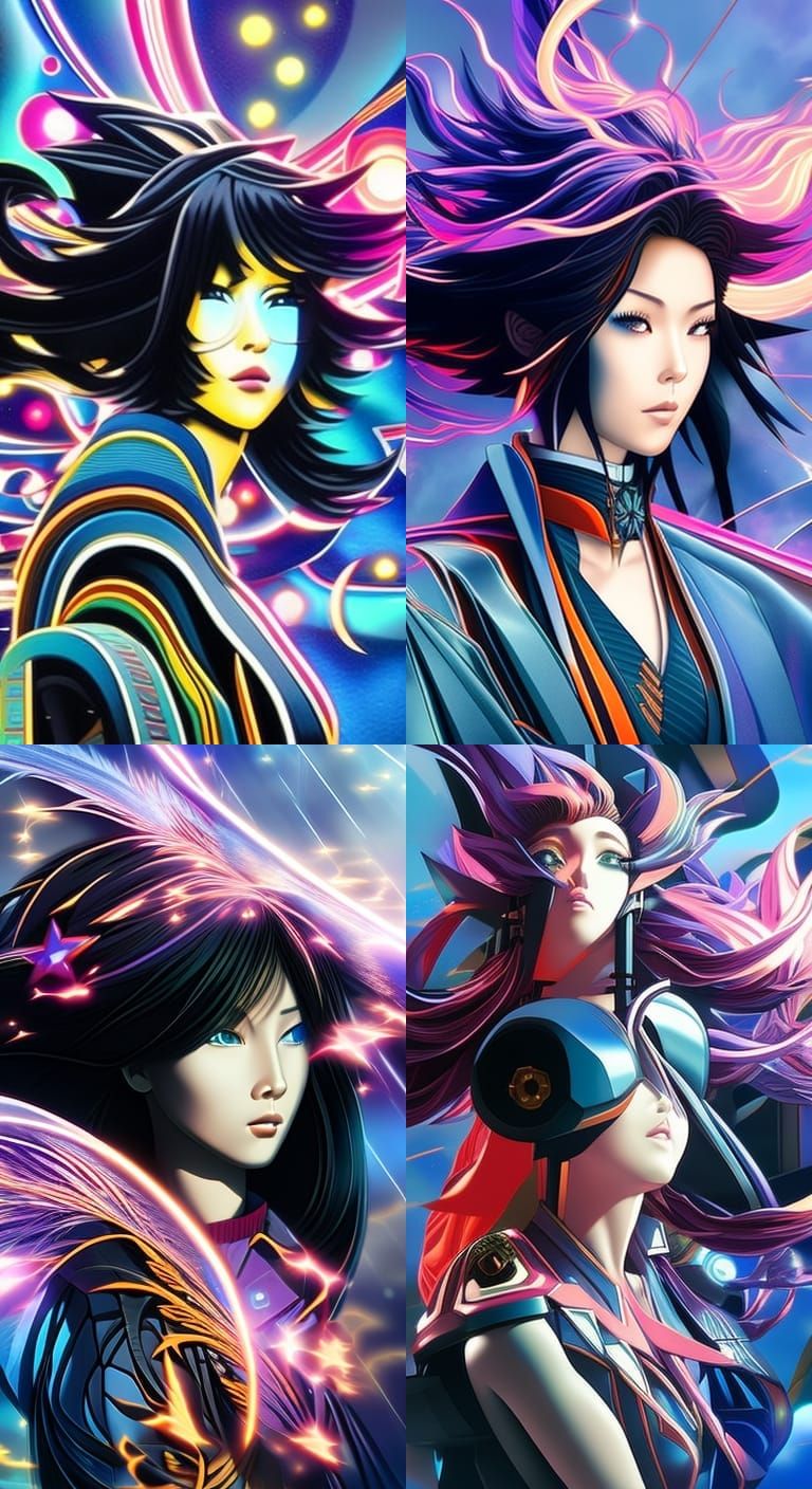 Anime Style portrait of a Japanese woman as a Cosmic Mutiverse Powerful ...