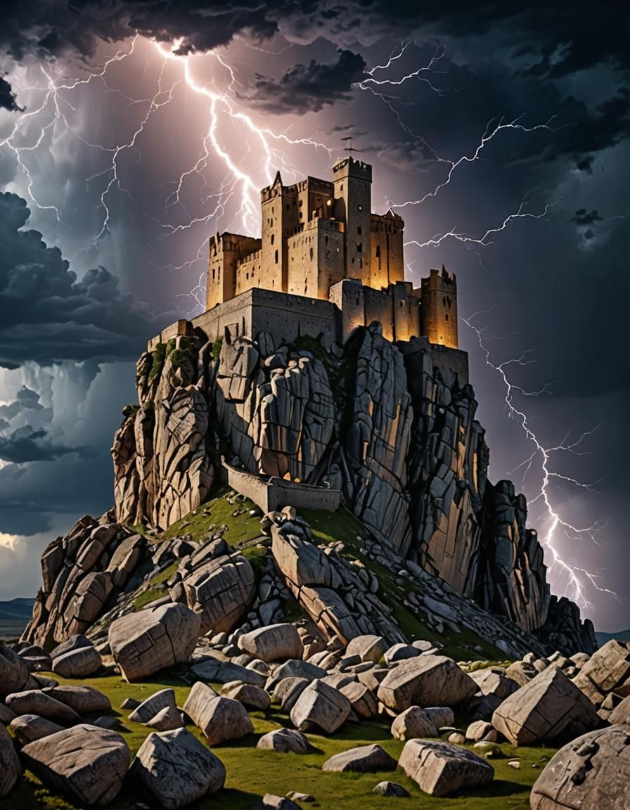 A Fortress Struck by Lightning - AI Generated Artwork - NightCafe Creator