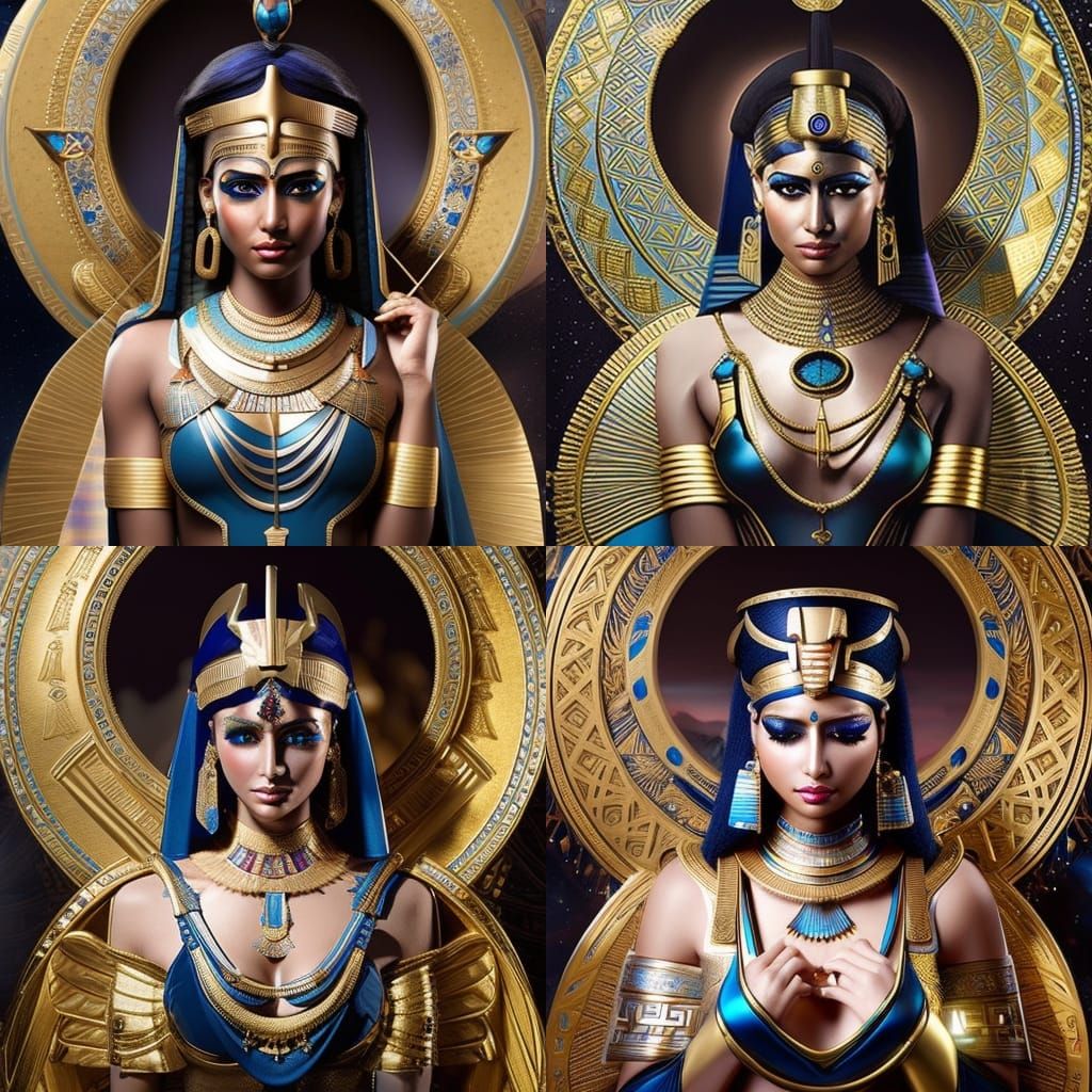 elegant and beautiful Cleopatra queen of egypt, goddess with golden ...