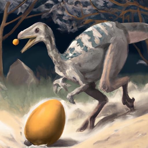 A gallimimus on it’s way to steal a dinosaur egg 2 - AI Generated Artwork - NightCafe Creator