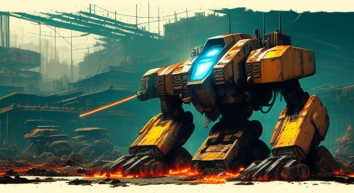 still working - Cyberpunk Mecha Concept Art in Industrial De...