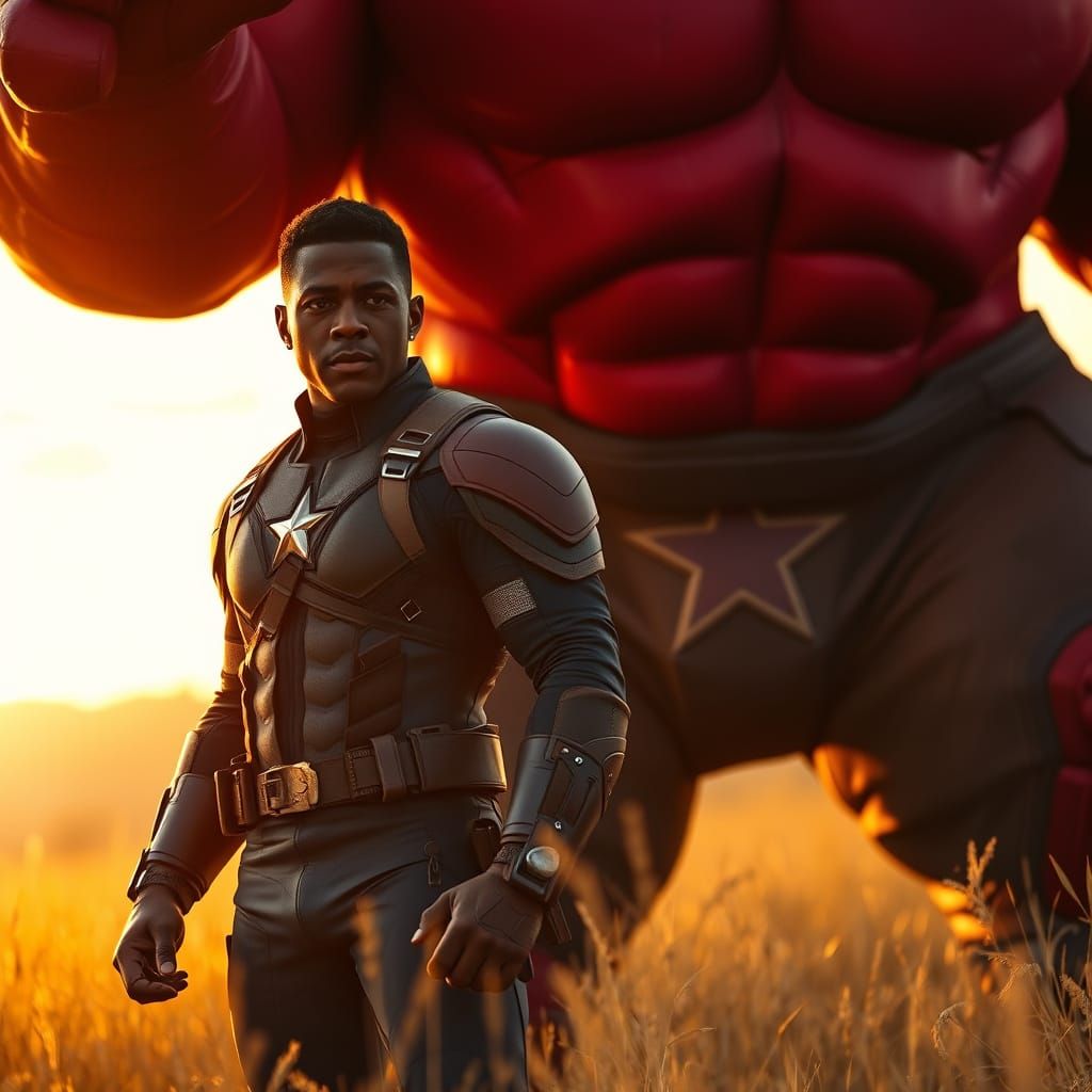 Captain America and Red Hulk Stand Heroically in G... - AI Art