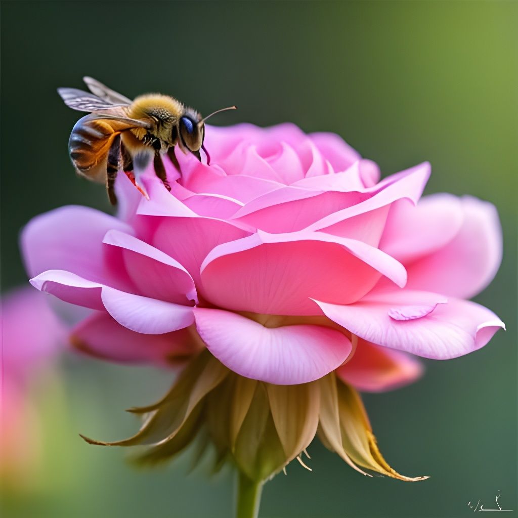 Honey bee, rose, clever, bold, Iran, Isfahan : r/nightcafe