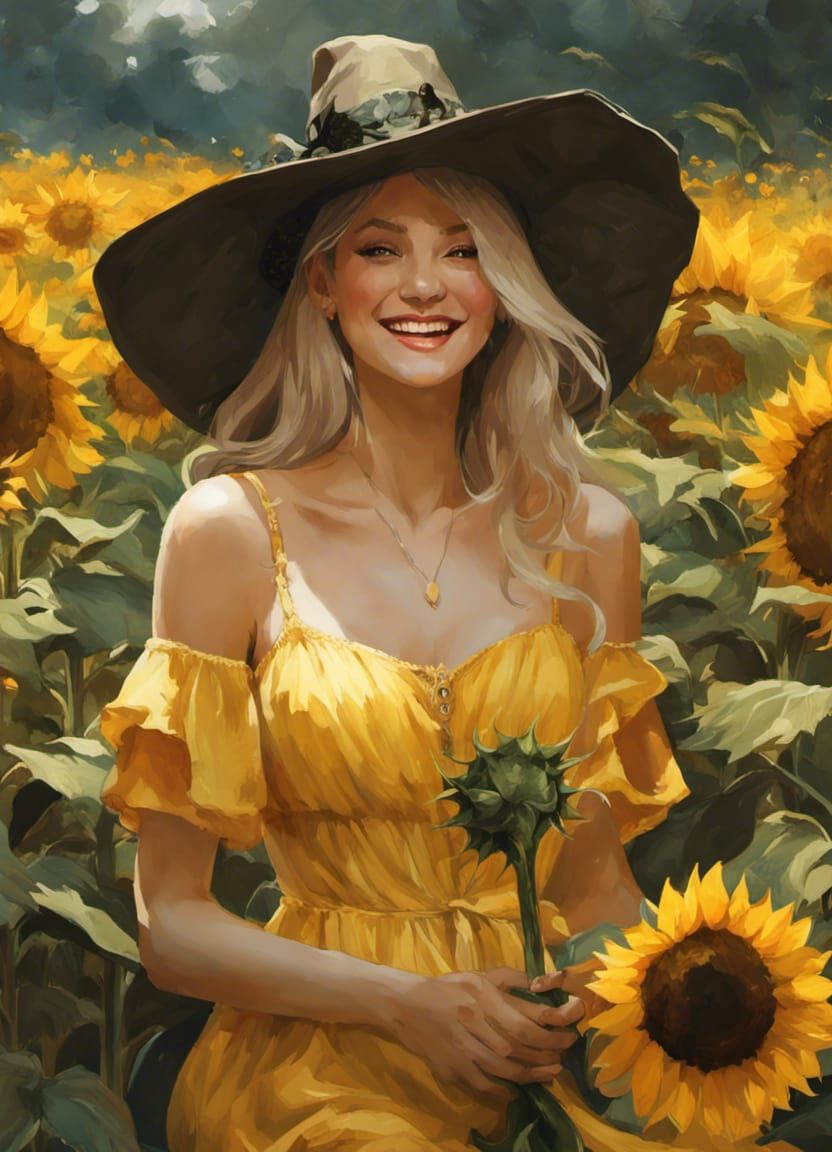 Joyful Sunflower Witch - AI Generated Artwork - NightCafe Creator