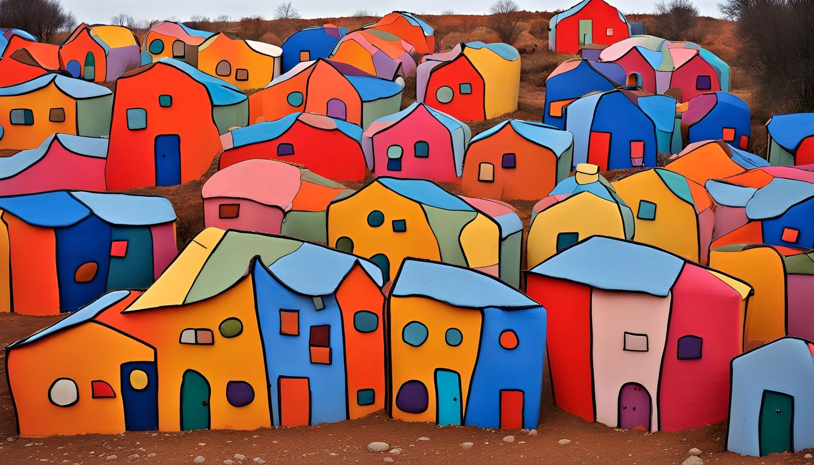 Monsanto Patchwork Houses - AI Generated Artwork - NightCafe Creator