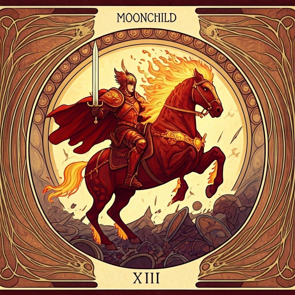 Moonchild Tarot Card in Art Nouveau Style - AI Art