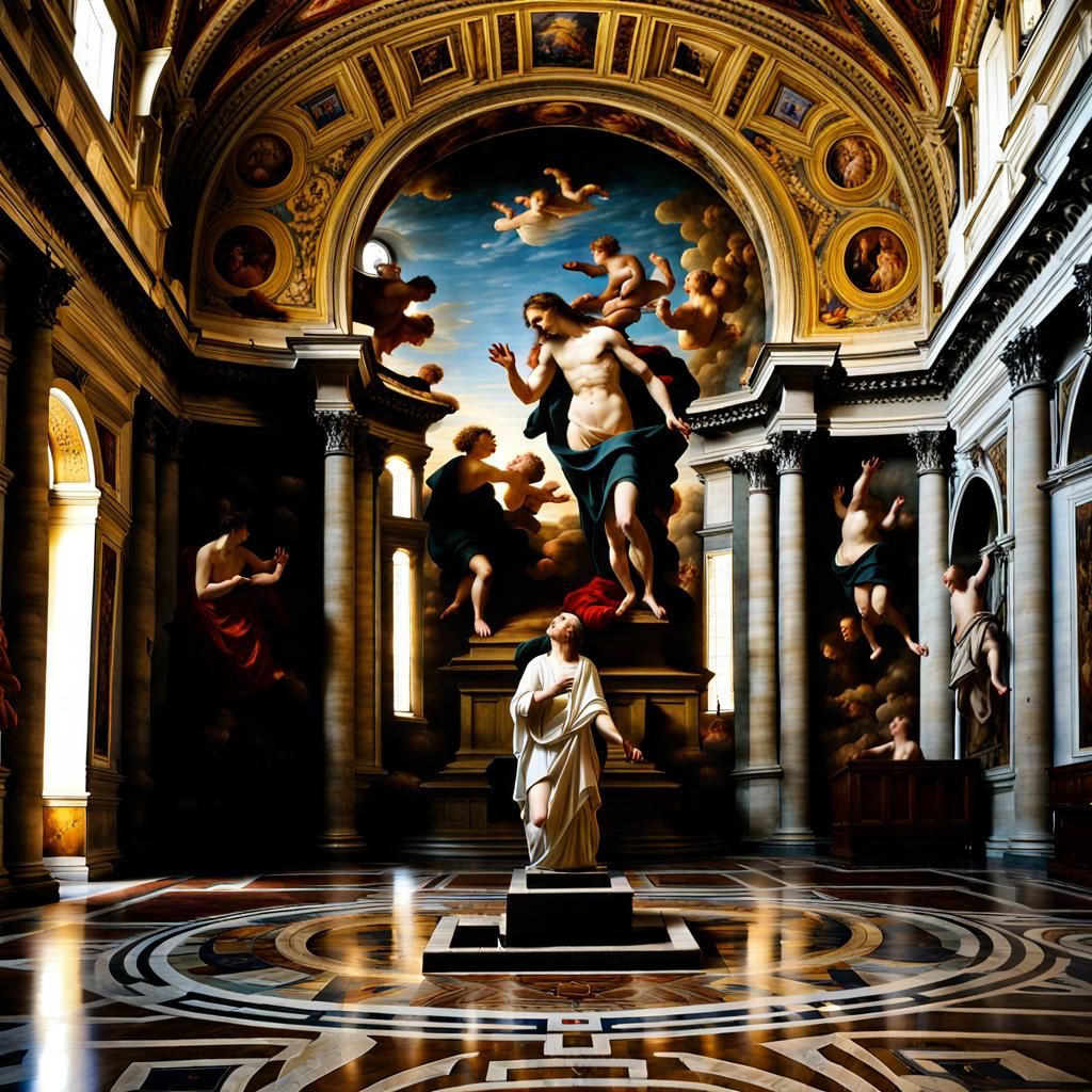 Altered reality scene in the Vatican Church, Rome Italy - AI Generated ...
